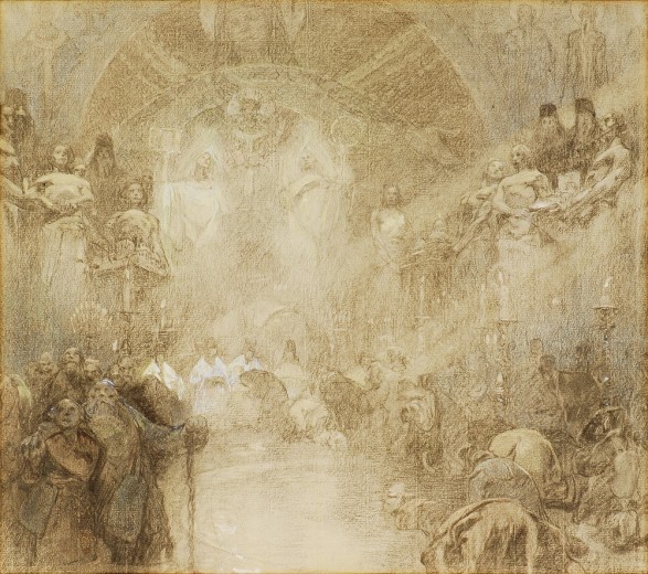 Study for 'The Slav Epic' cycle No.17: The Holy Mount Athos (1926 ...