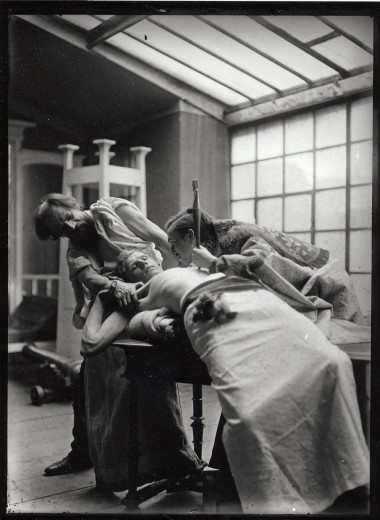 Models posing as struggling figures for 'The Introduction of the ...