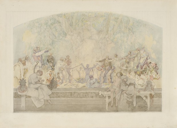 Study for 'The Slav Epic' cycle No.18: The Oath of Omladina under the ...